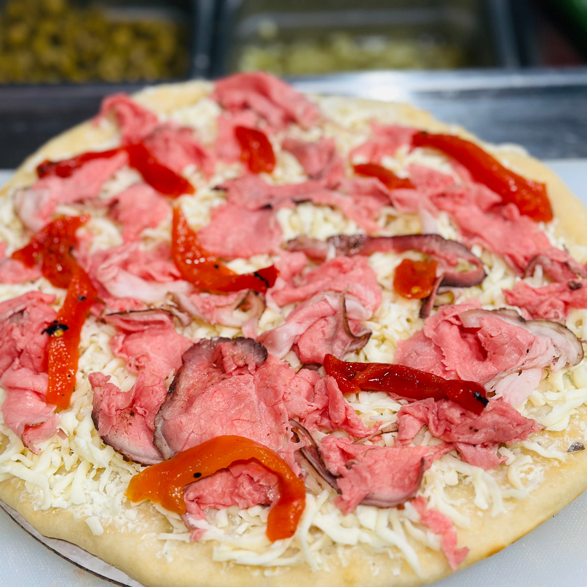 Roast Beef & Red Pepper Pizza – Oliver's Butcher & Catering